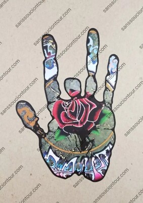 Grateful Dead - American Beauty Jerry hand print vinyl lot sticker, JGB ...
