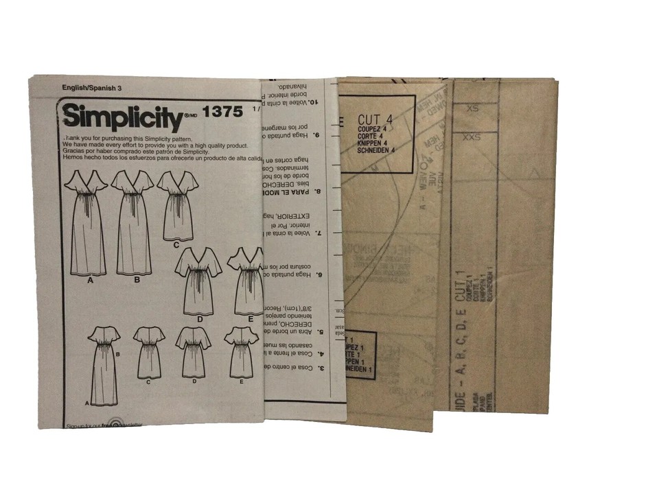 Simplicity Pattern 1375 Sz A XXS-XXL Misses Pullover Cold Shoulder ...