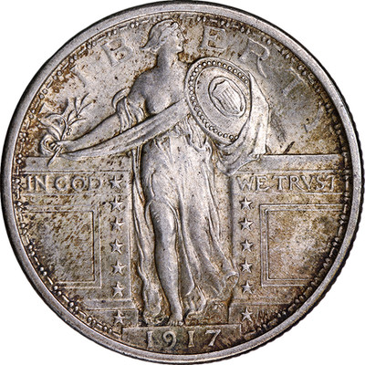 1917-P Type 1 Standing Liberty Quarter Full Head Choice BU Strong ...