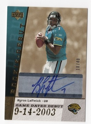 Byron Leftwich 2006 Upper Deck Rookie Debut Game Dated Autograph Card ...