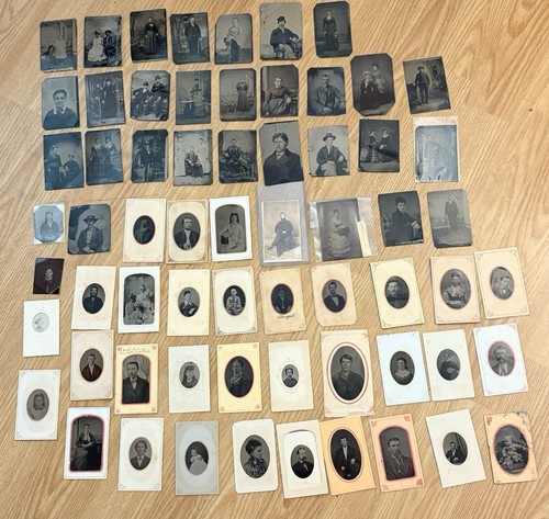 Lot of 66 Vintage Tin Type Photos, Men, Women, Kids, Families | eBay