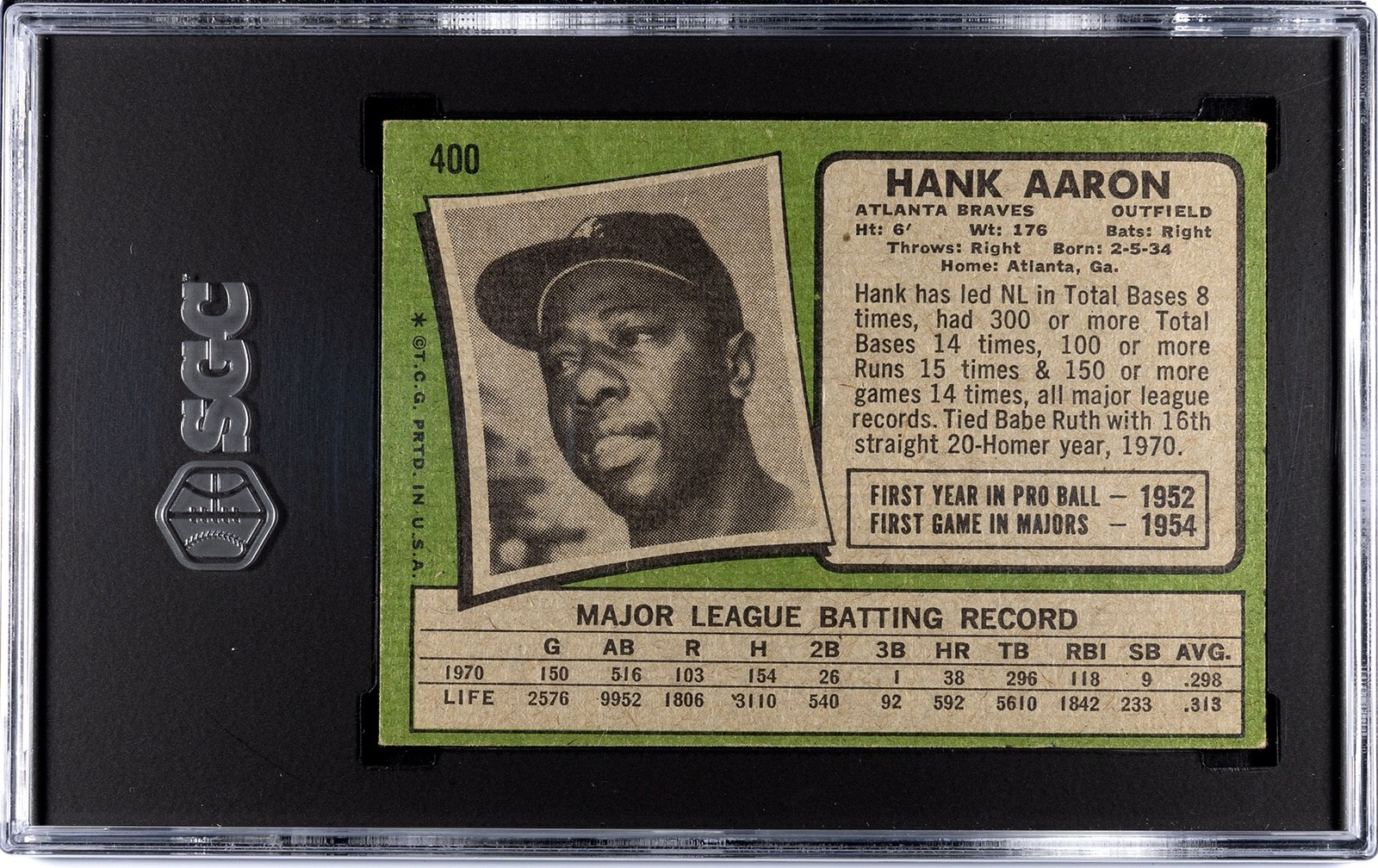 1971 topps baseball #400 Hank Aaron Atlanta Braves EX/NM SGC 6 | eBay