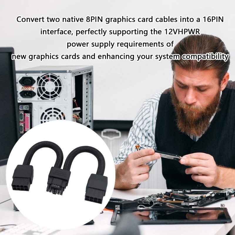 Power Cable 16Pin Connector 12VHPWR Adapter 2x 8Pin to 16Pin GPU ...