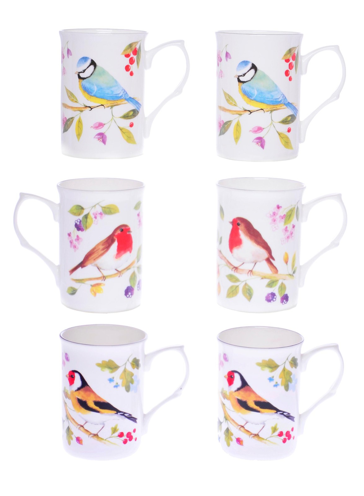 GARDEN BIRDS SET OF 6 10 Fl Oz BONE CHINA BEAKERS/ MUGS gift boxed ...