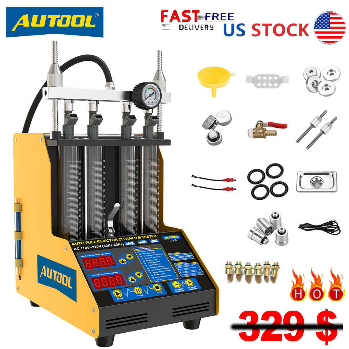 AUTOOL®CT150 Automotive Fuel Injector Cleaning Machine Car Nozzle ...