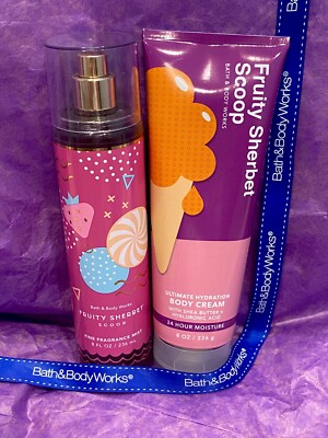 2 Pc Set Bath and Body Works FRUITY SHERBET SCOOP Fragrance Mist & Body ...