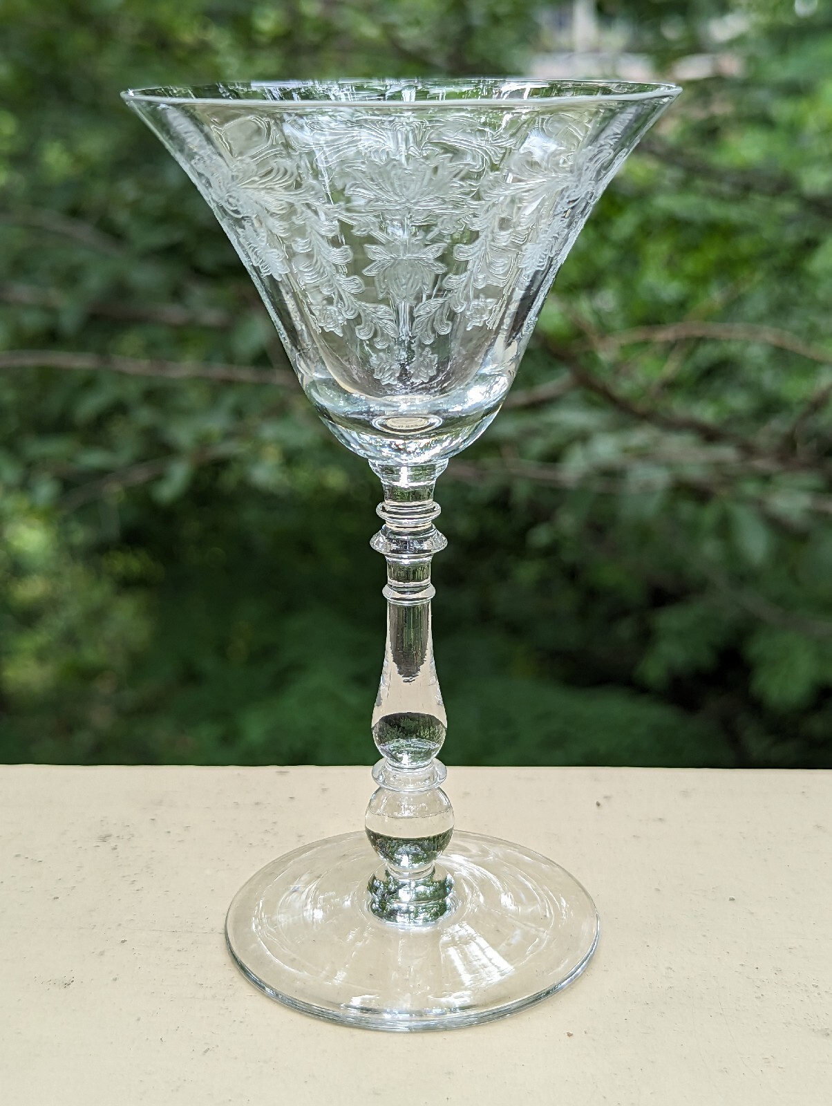 VINTAGE BRYCE FERN LEAF SHERRY GLASS CRYSTAL ETCHED OPTIC 854 STEM 5 1/ ...