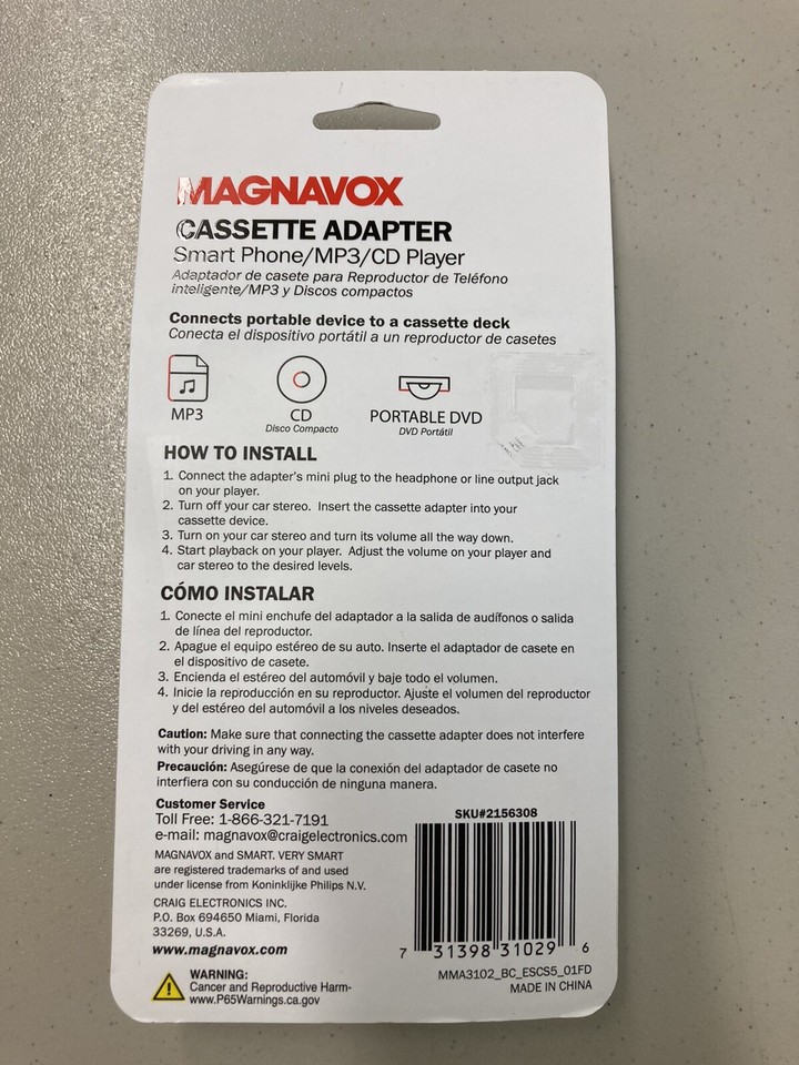 Magnavox Cassette Adapter - Smart Phone/MP3/CD Player to 3.5mm Adapter ...