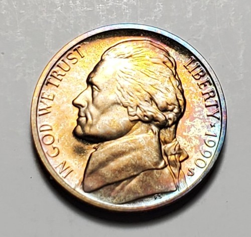 TONED 1990 S JEFFERSON NICKEL PROOF UNC #P403 | eBay