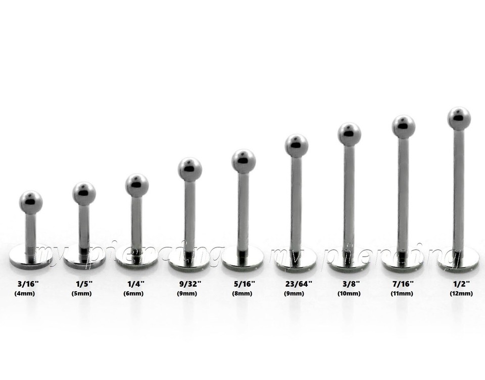 20G 18G 16G 14G Surgical Steel Labret Earring Cartilage Tragus & Cheek ...