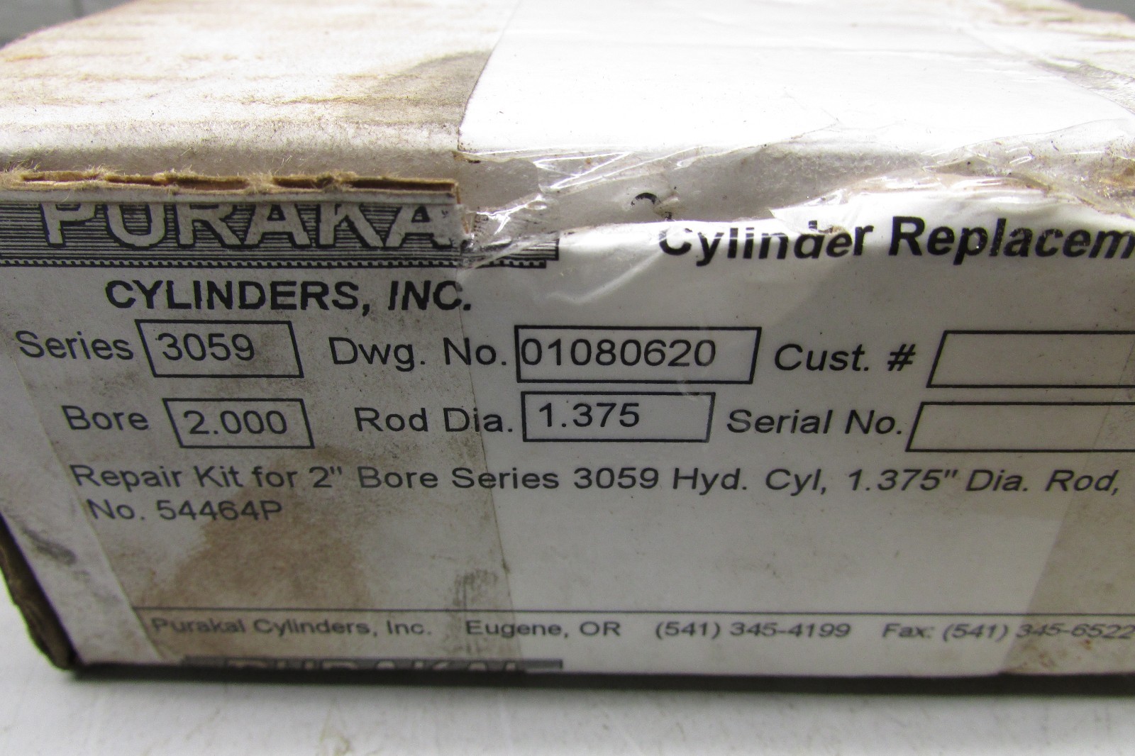 Purakal Series 3059 Dwg No. 01080620 Repair Kit 2'' Bore 1.375" Rod dia ...