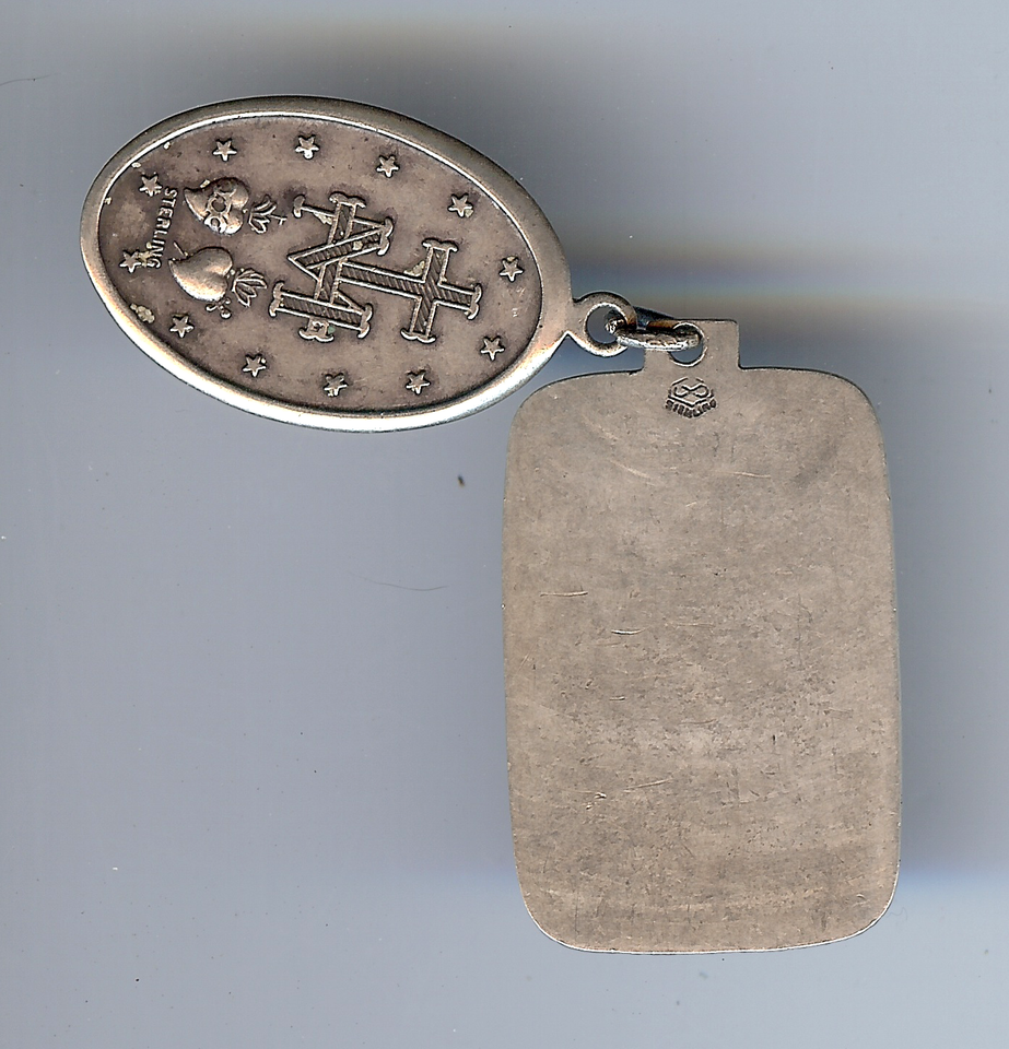 VINTAGE LEACH & GARNER STERLING SILVER ST CHRISTOPHER & MARY PAIR OF ...