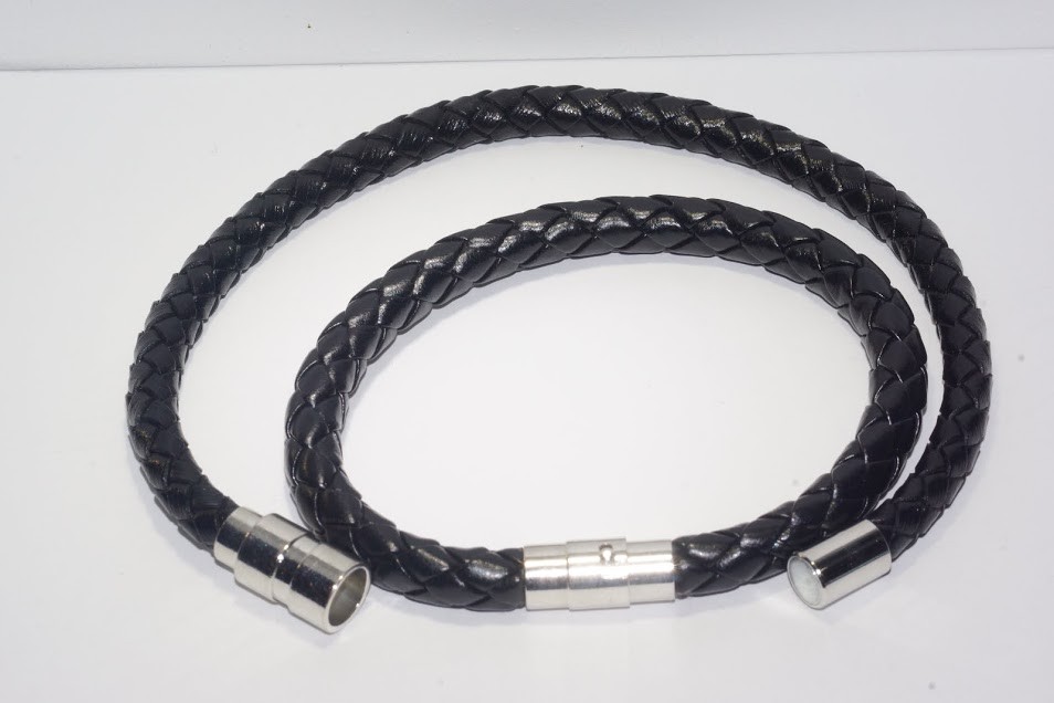 Bionic 8MM Black Woven Leather True Frequency PAIN-RELIEF Bracelet 7.5 ...