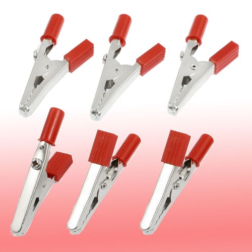 6 Pcs Red Plastic Coated Insulated Crocodile Alligator Clips 2.2 ...