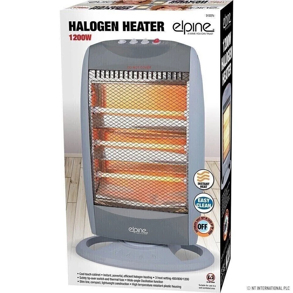 1200W Portable Electric Halogen Quartz Heater Instant Heat 3Bars OR ...
