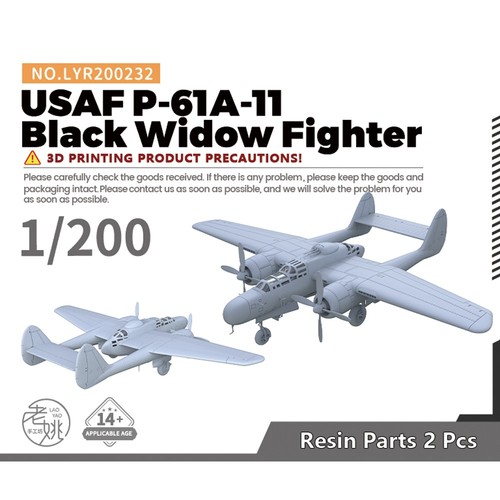 Airplane Unpainted 1/200 Military Model Kit USAF P-61A-11 Black Widow ...
