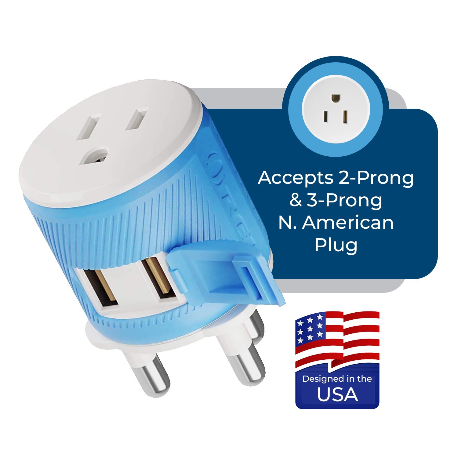 OREI South Africa, Namibia Travel Plug Adapter Dual USB Surge ...