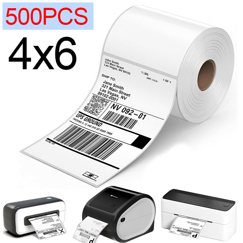 500 4x6 Roll Thermal Shipping Label Sticker Paper For Phomemo D520BT ...