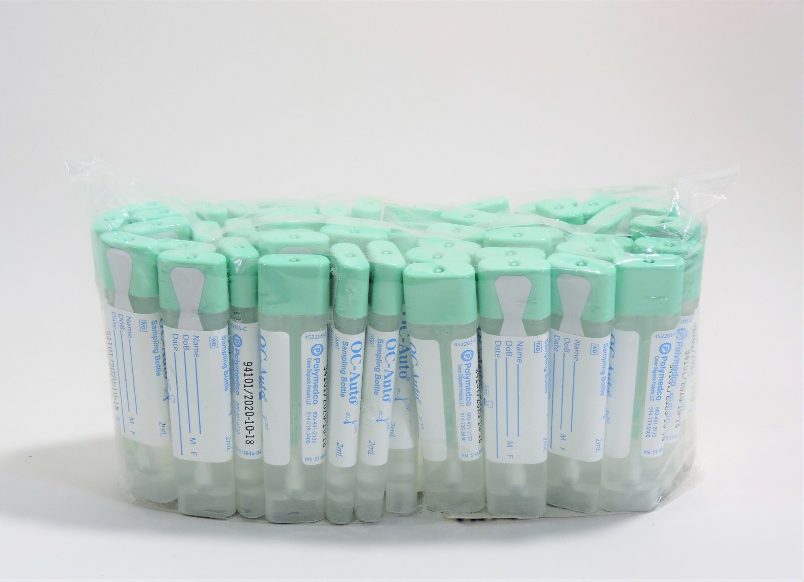 Polymedco OC-Auto FIT Test Sampling Bottles Quantity 50 Exp: 10-18-2020 ...