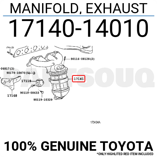 1714014010 Genuine Toyota MANIFOLD, EXHAUST 17140-14010 | eBay