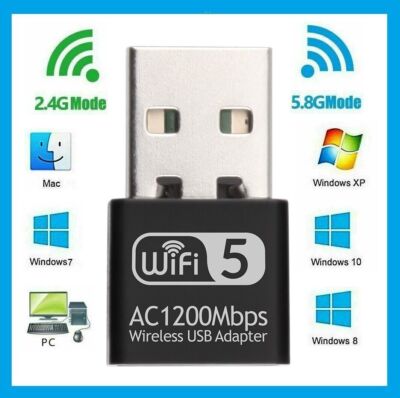 Wireless Lan USB PC WiFi Adapter Network 802.11AC 1200Mbps Dual Band 2 ...