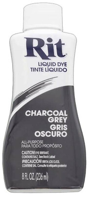 Charcoal Grey gray RIT Fabric Liquid DYE 8 ounce BOTTLE dark gray 88620 ...
