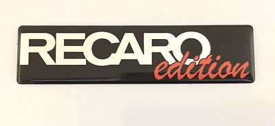 RECARO EDITION Sticker Chrome on Black 74mm x 19mm HIGH GLOSS DOMED GEL ...