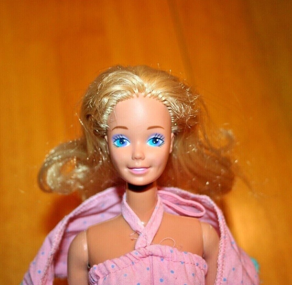 Vintage Barbie Doll in Vintage Rare Genuine Barbie Pink/Blue Dress w ...