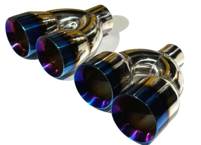 Dual 4" Quad Staggered Burn Style Exhaust Tips Fits Chevy Camaro ...