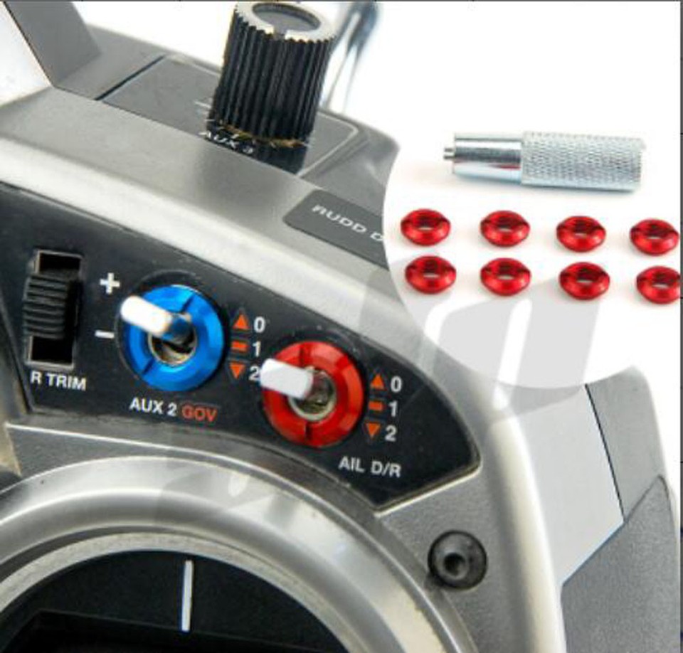 Alloy Transmitter Switch Nut w/ Wrench 8PCS Fit for Rc Spektrum Radio ...