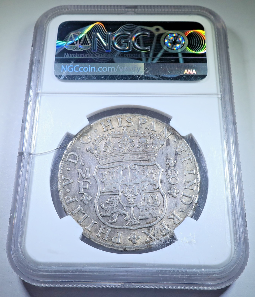 NGC AU 1746 Spanish Mexico 8 Reales Genuine Colonial Pirate Pillar ...
