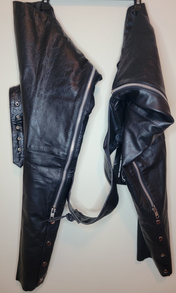 Xelement Motorcycle Chaps Mens Size 48 Black Leather Riding Gear | eBay