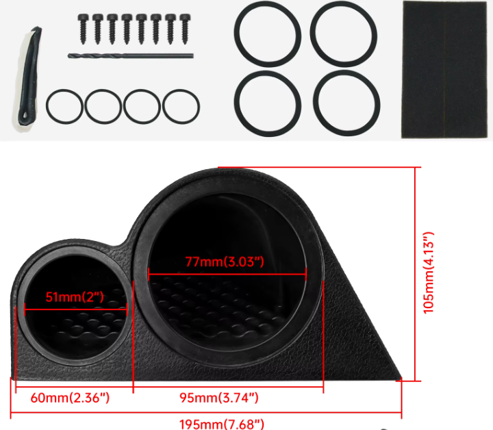 Dash Mount Midrange & Tweeter Pods Boxes 2-Way Speaker Bracket Housing ...