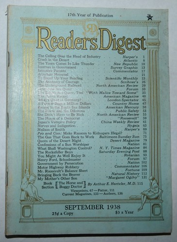 Readers Digest Magazine September 1938 Star Edition | eBay