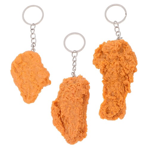 3 Pcs Key Chain Simulated Food Keychain Pendant Office Fried Chixken | eBay