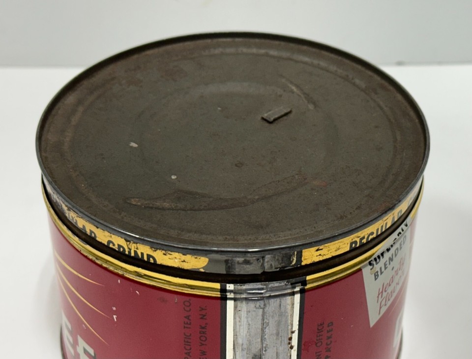 Vintage advertising 1lb A & P coffee can key wind kitchen collectible ...