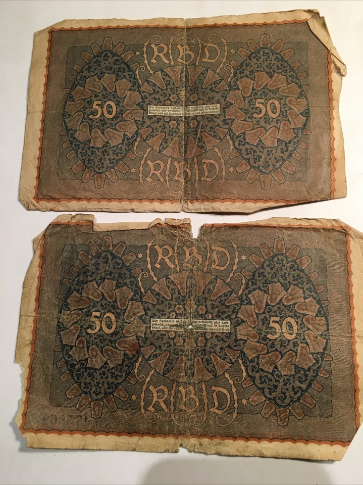 Antique 1919 Funfzig Mark Paper Currency Money Reich Bank Note | eBay