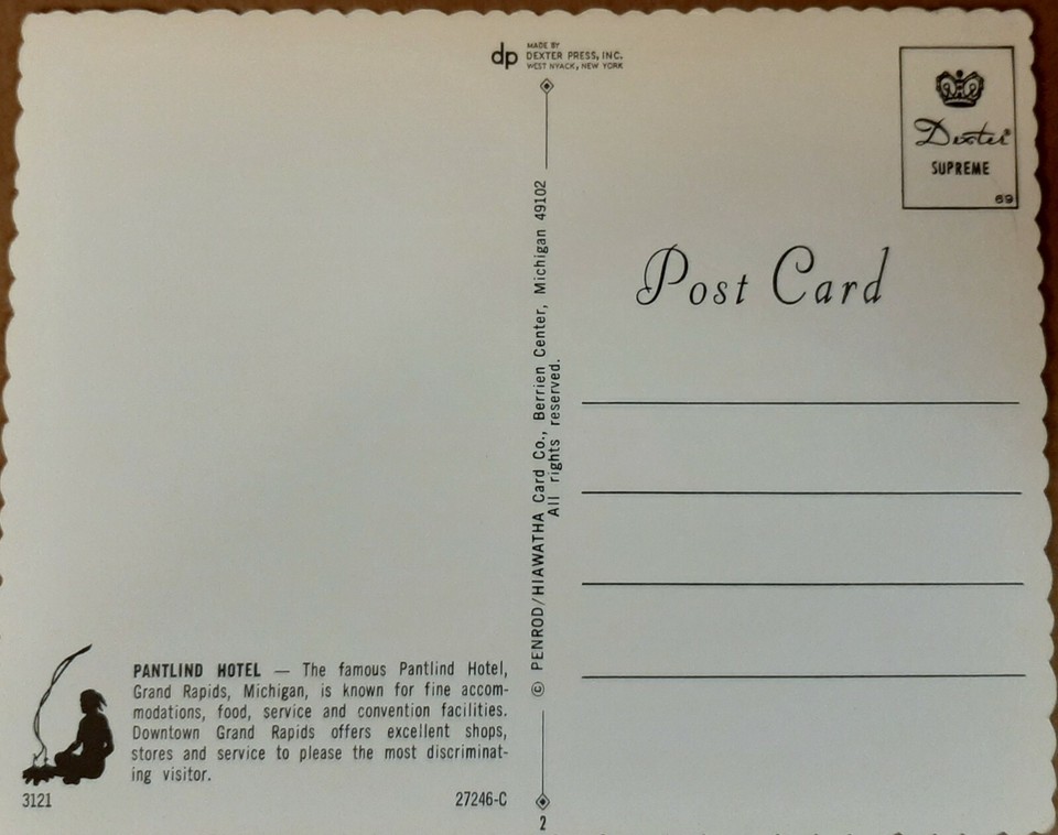 Vintage Postcard Pantlind Hotel Grand Rapids Michigan John Penrod Photo ...
