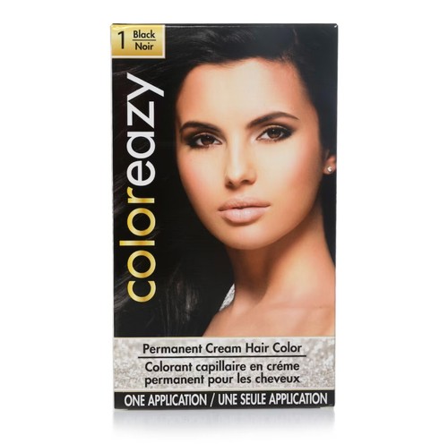 2 Pack Coloreazy Permanent Cream Hair Color One Application #1 Black ...