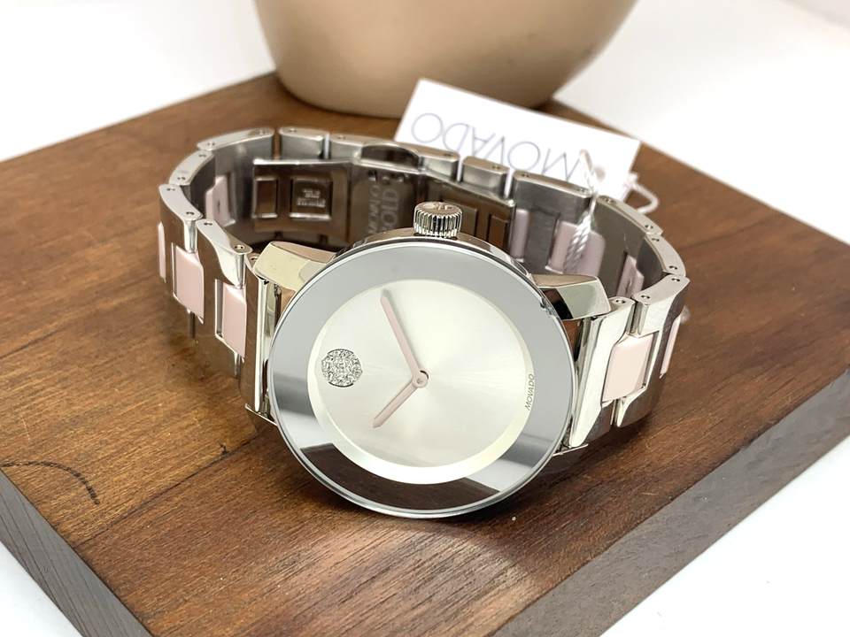 Movado Women's Watch 3600702 Bold Swiss Quartz Silver Steel Pink ...