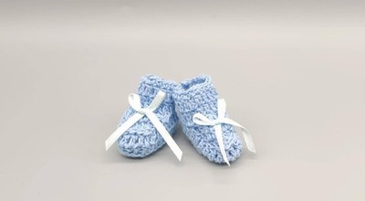 Baby Blue Baby Booties, Baby Shoe Favors, Knit Favors, Crochet Favors ...