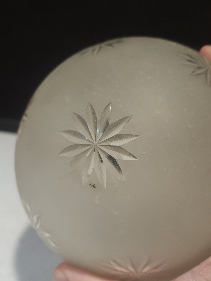 Vintage Frosted Etched Atomic Star Glass Ball Gas Light Lamp Shade 3 ...