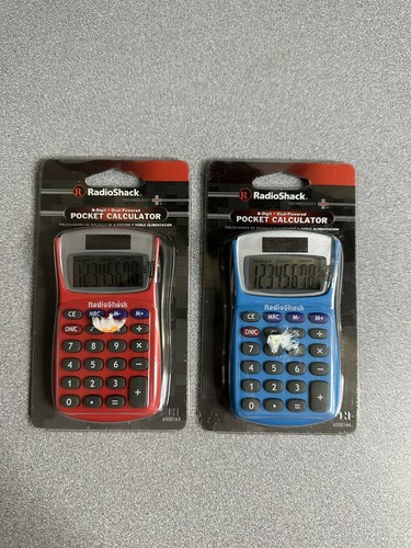RARE 2 Radio Shack, 8 digit, dual power, Blue pocket calculator, NEW ...