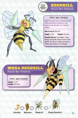 2015 POKEMON BEEDRILL Trading Card Character Action Figure Pin-Up ART ...
