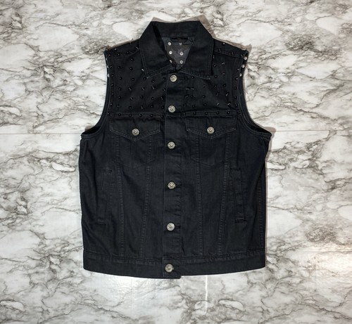 Victorious Studded Denim Vest Mens Small Black Punk Goth Emo Biker ...