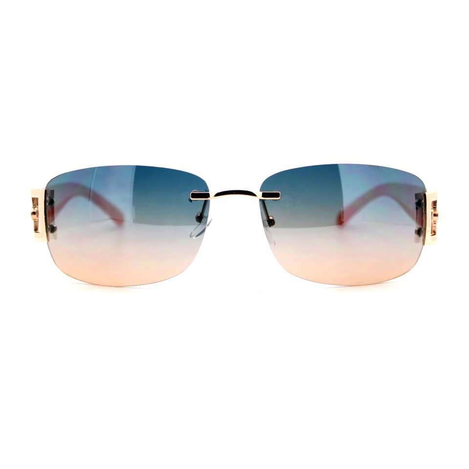 Womens Designer Sunglasses Rimless Rectangular Fashion Eyewear | eBay