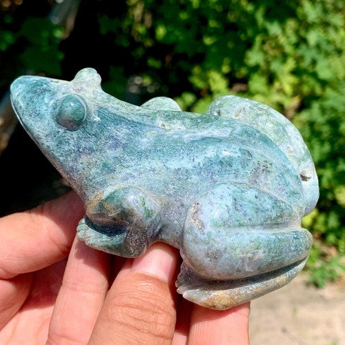 324G Amazing Natural Ocean Jade Crystal Carving frog Jade Halo Stone | eBay