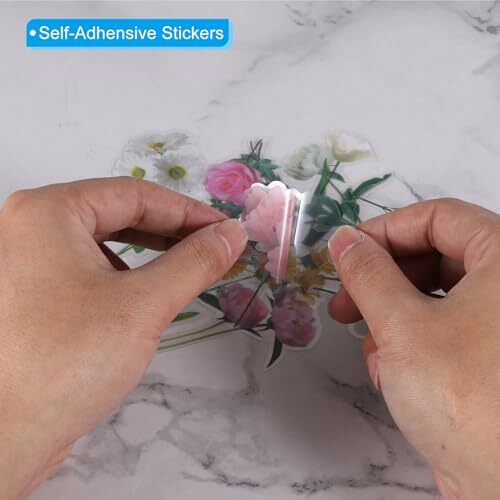 Transparent Flower Vinyl Stickers, 40 Sheet Waterproof PET Flowers ...