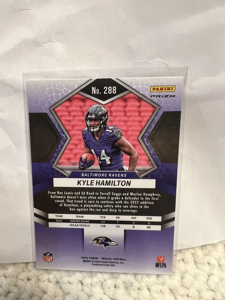 Kyle Hamilton Rookie 2022 Panini Mosaic Football Green Prizm RC #332 ...