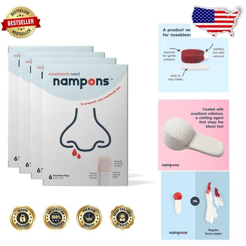 Compact 24 Pack Nosebleed Plugs - Pain-Free Clotting Solutions for ...